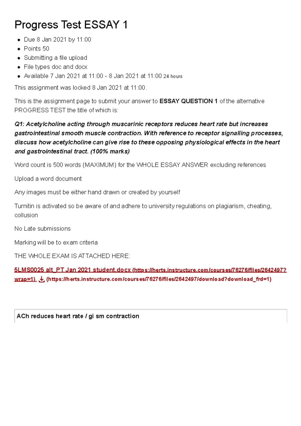 Progress Test Essay 1 - exam - Progress Test ESSAY 1 Due 8 Jan 2021 by ...