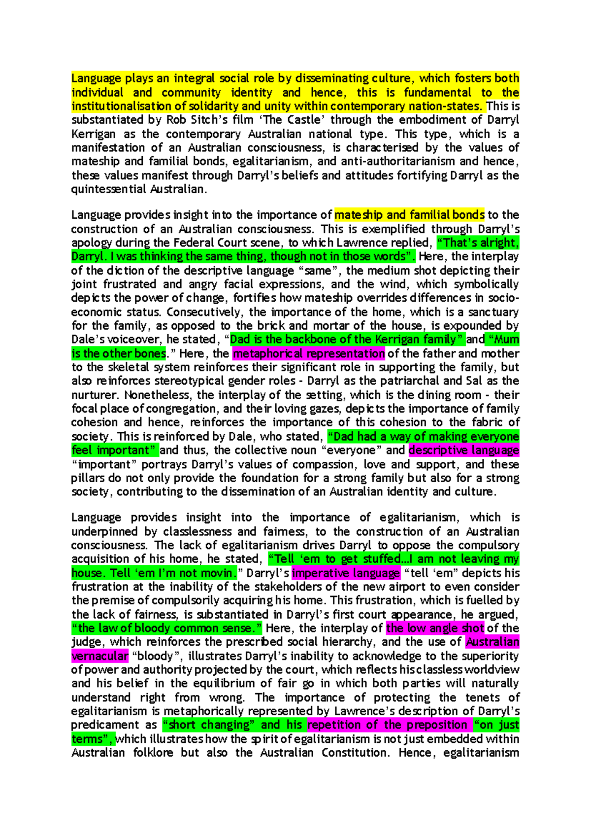 Sample 1 - Module A Response - Language plays an integral social role ...