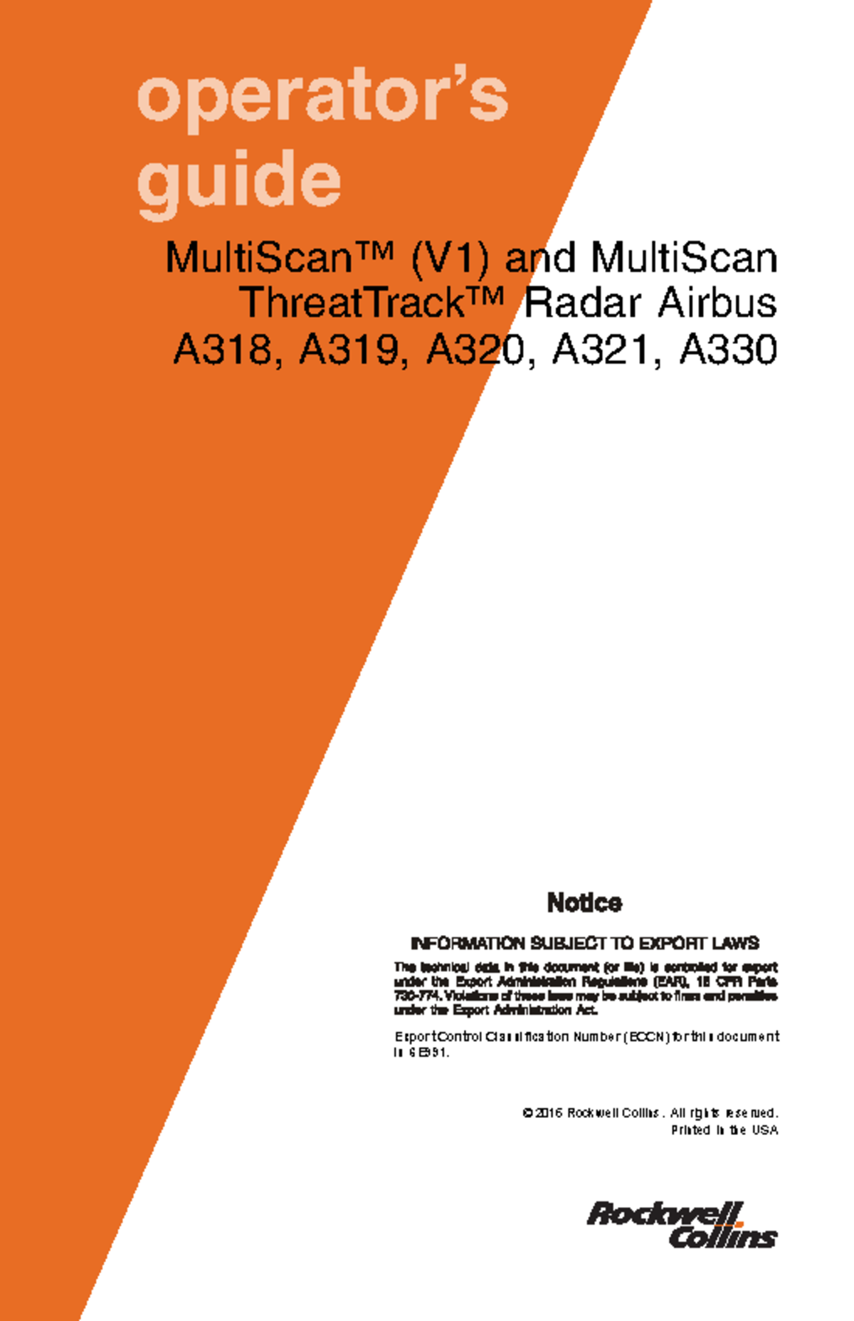Manual Weather Radar Rockwell Collins - operator’s guide MultiScan™ (V1 ...