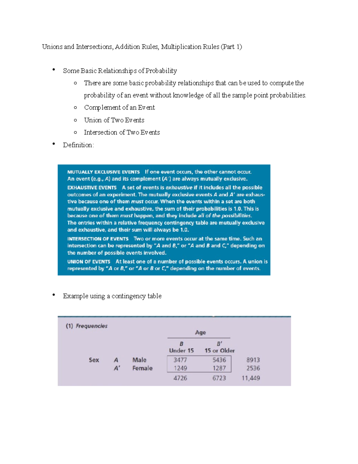 Unions and Intersections, Addition Rules, Multiplication Rules (Part 1 ...