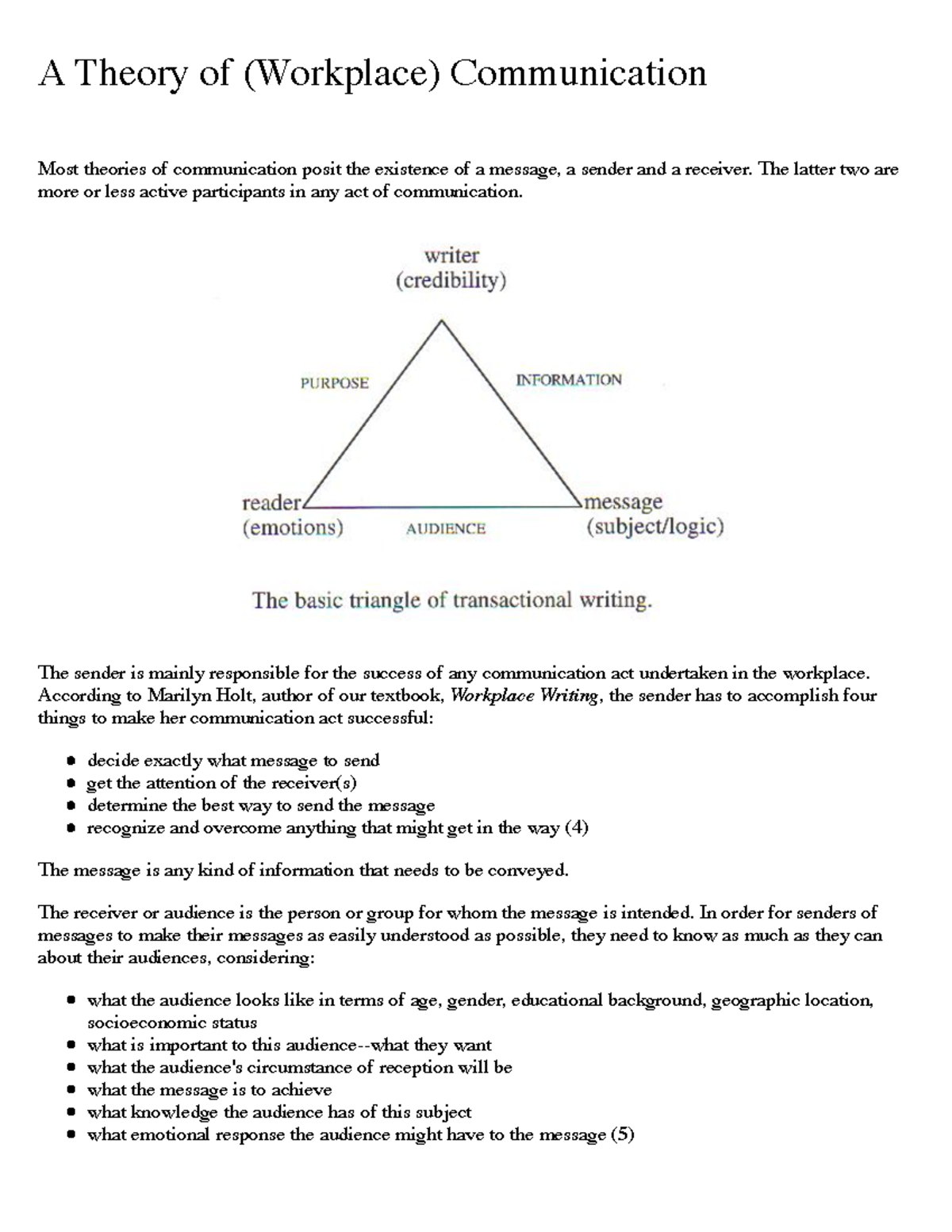 1.4 Theory - Most theories of communication posit the existence of a ...