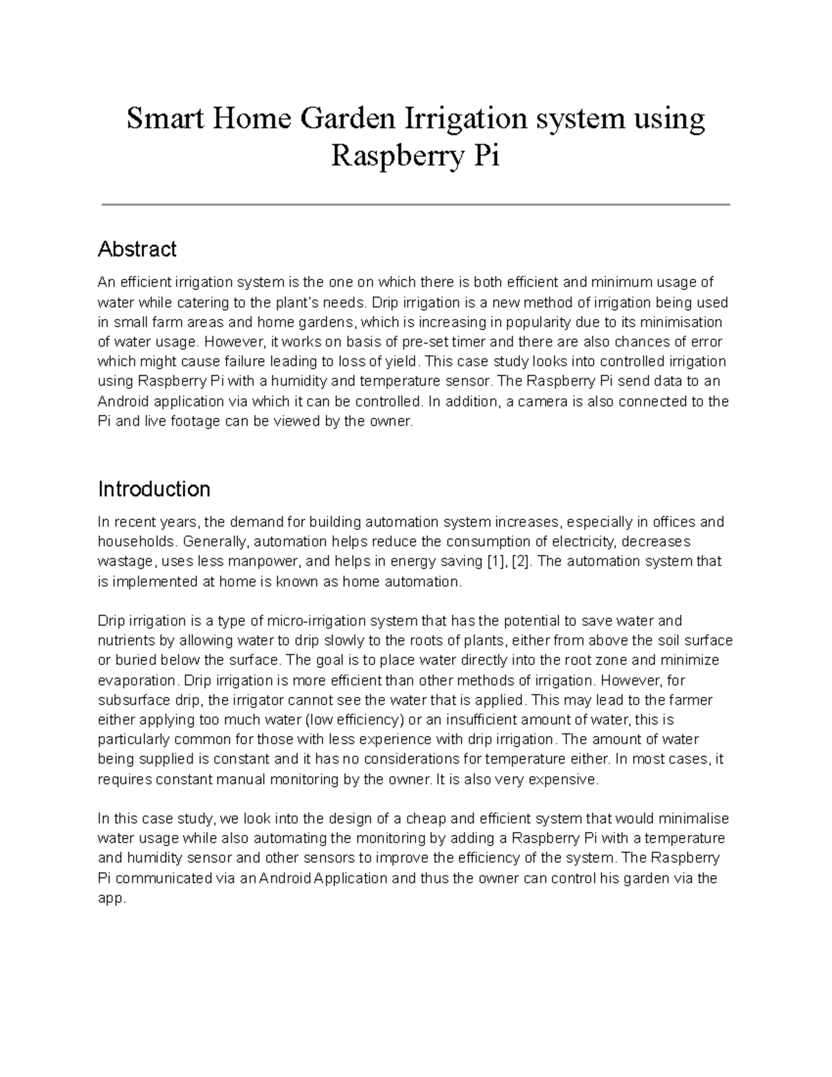 DES Case Study Abstract - Smart Home Garden Irrigation system using ...