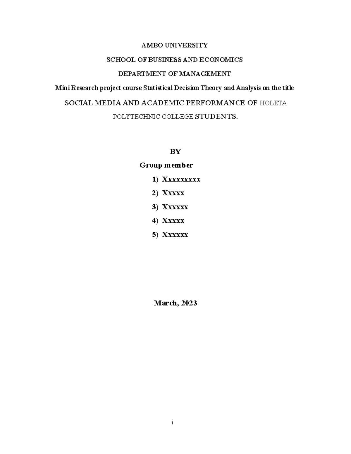 Mini Research Social Media AND Academic Performance - AMBO UNIVERSITY ...