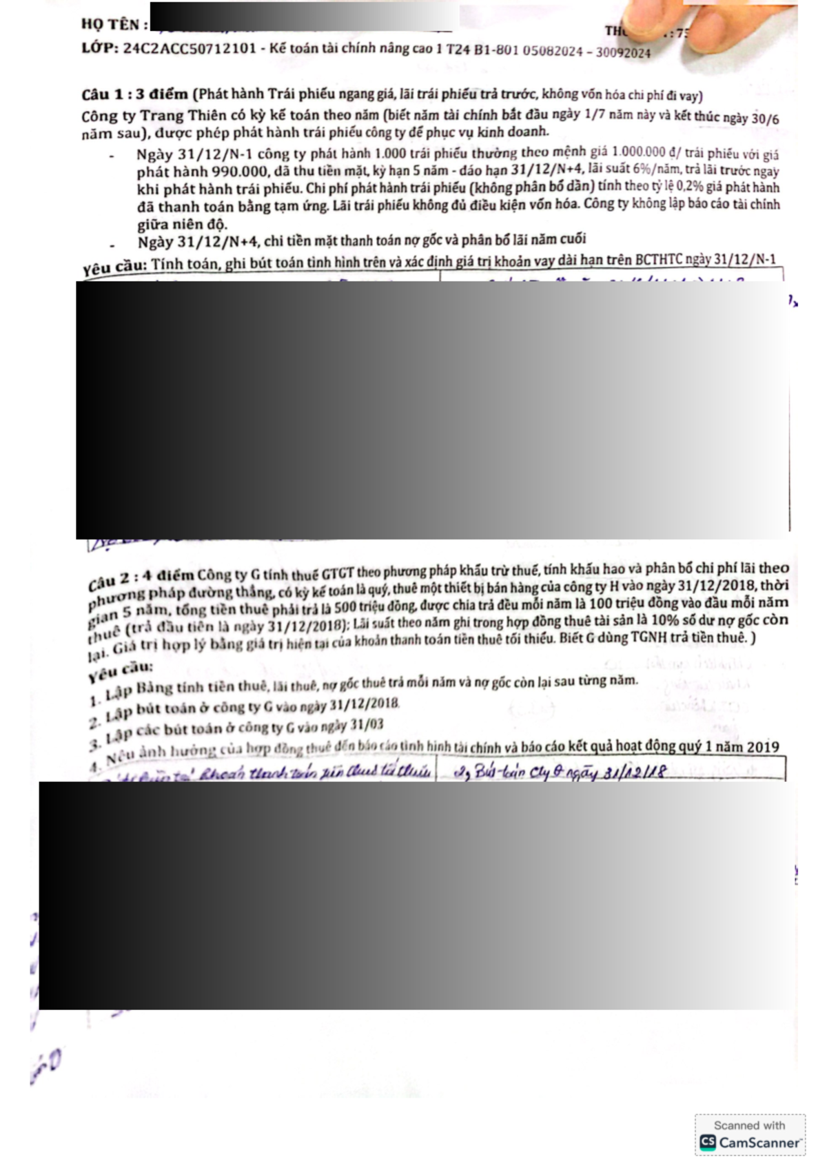 ĐỀ THI GIỮA KỲ KTT3 Kttcnc 1 CÔ NGỌC DUNG - Nợ 4112/Co 112=25tr 4)nợ 112= 15 50k Có 419= 15 ...