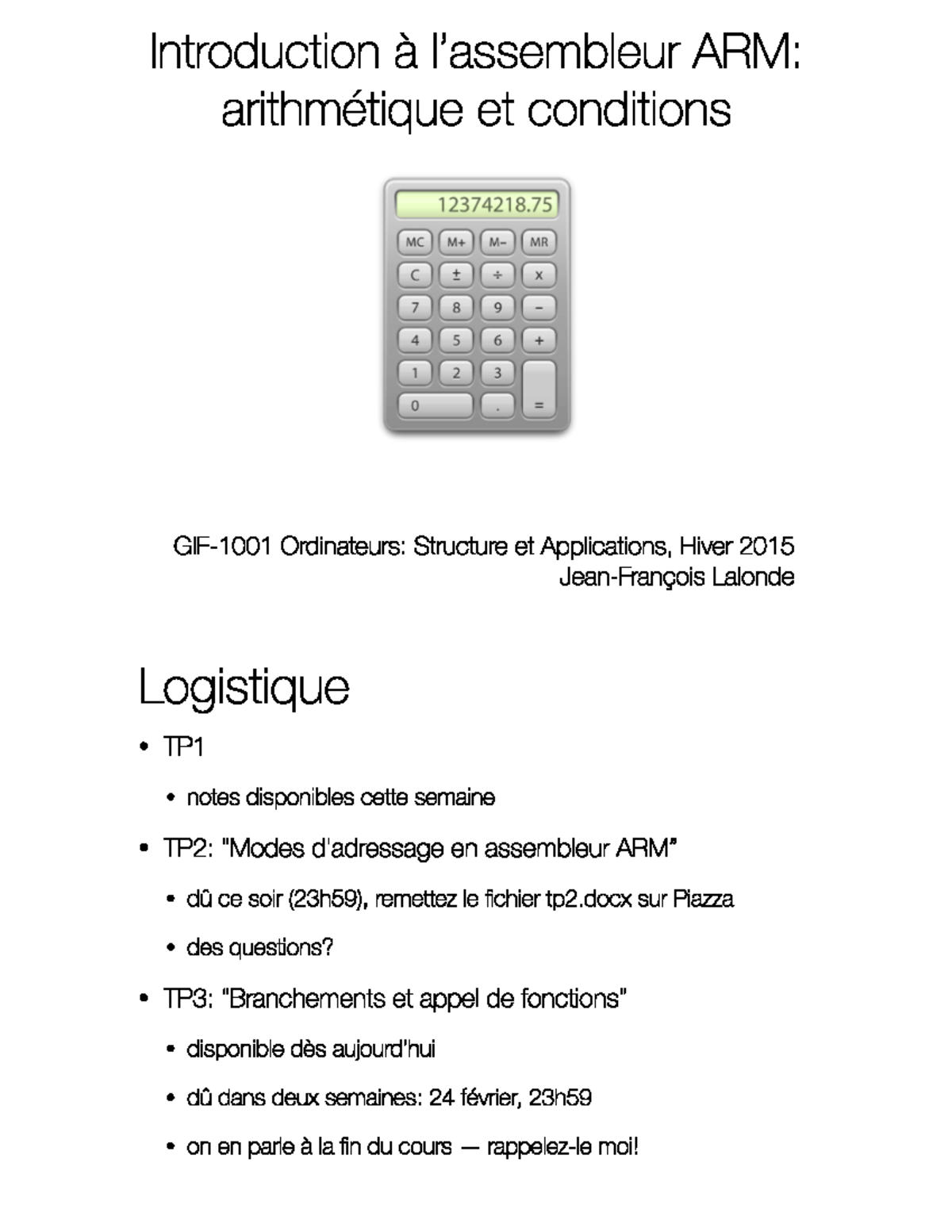 Assembleur ARM arithmétique et conditions - GIF1001 - Studocu