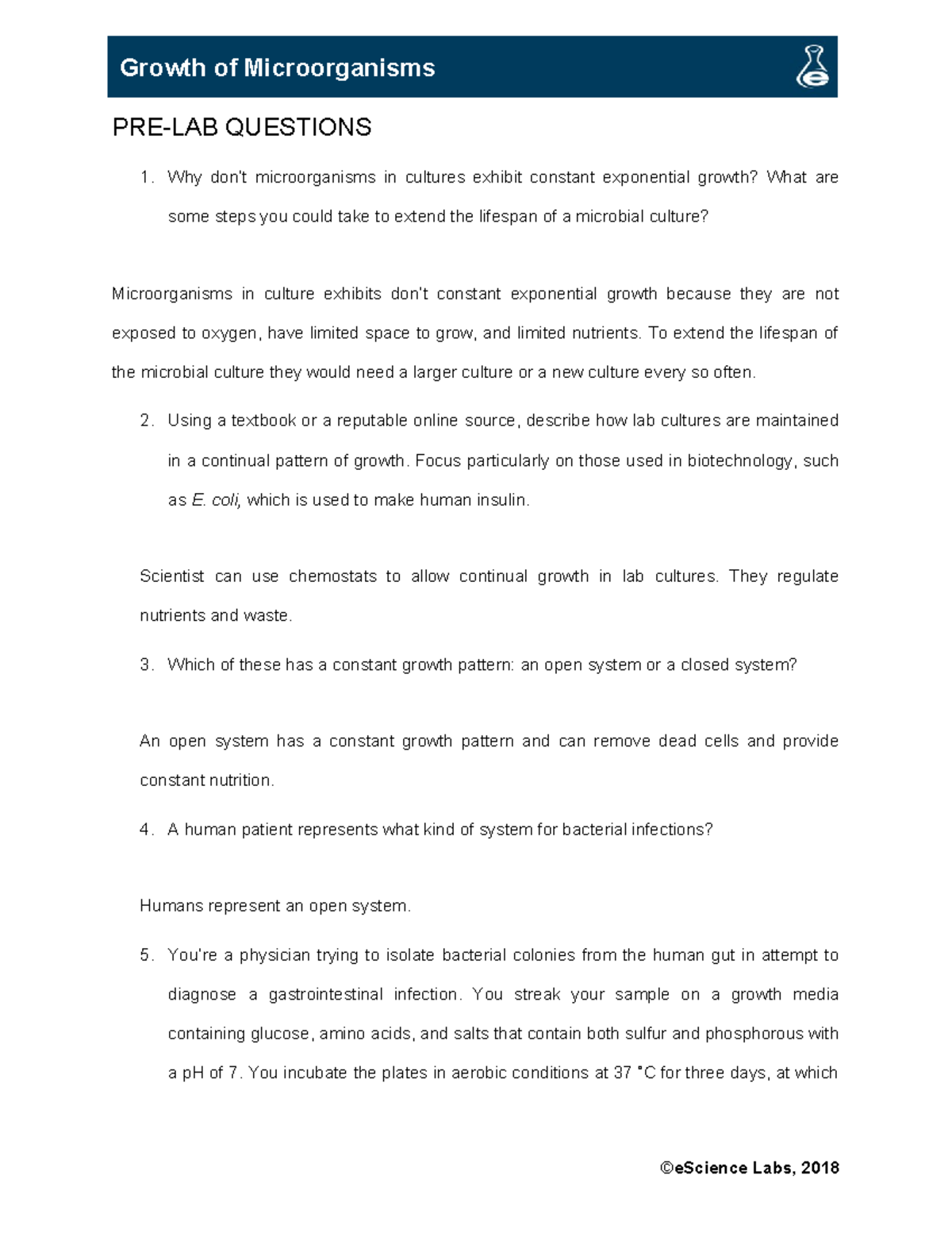 Lab 6 worksheet - PRE-LAB QUESTIONS 1. Why don’t microorganisms in ...