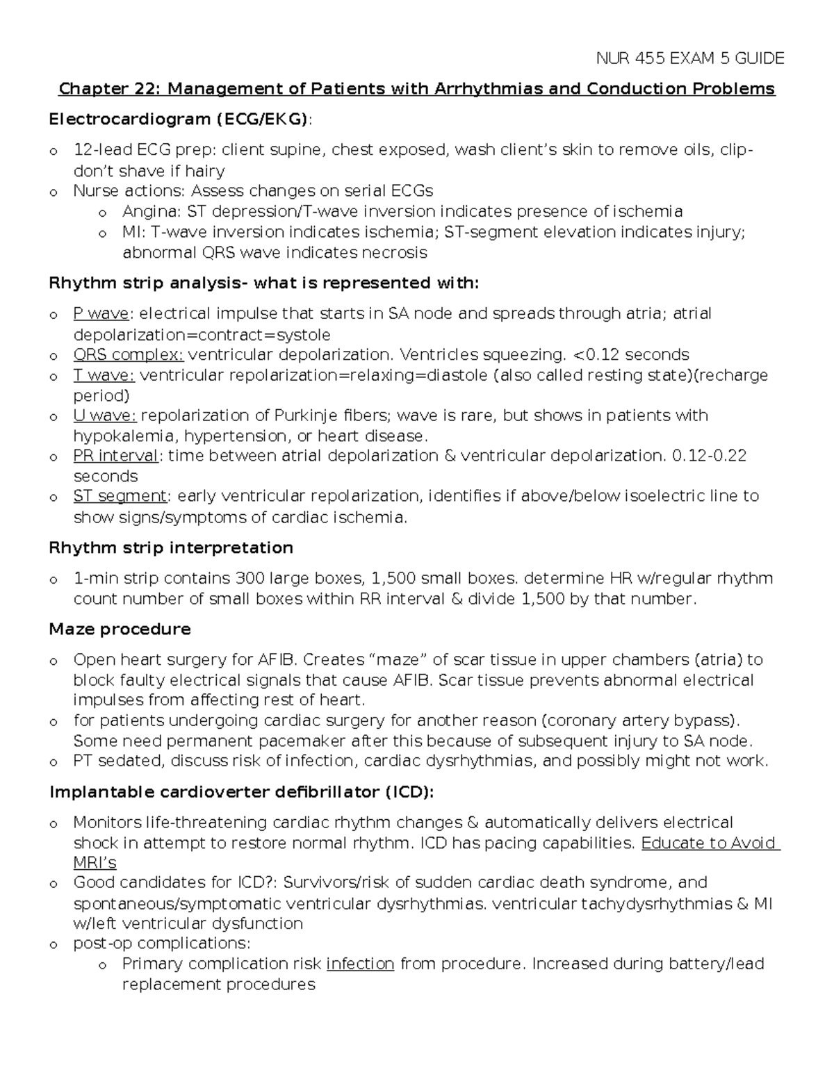 HIGH Acuity EXAM 5 Guide - NUR 455 EXAM 5 GUIDE Chapter 22: Management ...