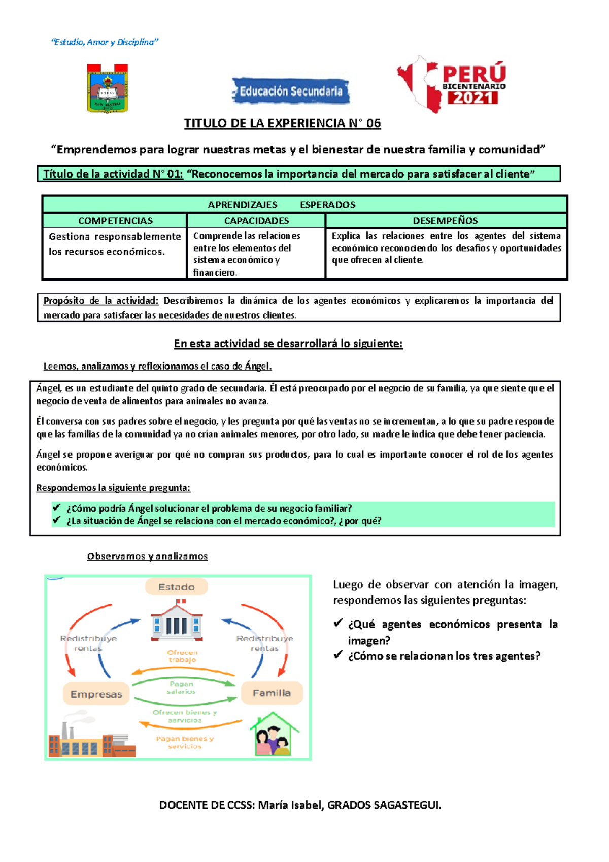 ACT N° 01 5° CCSS - ehsh - “Estudio, Amor y Disciplina” TITULO DE LA ...