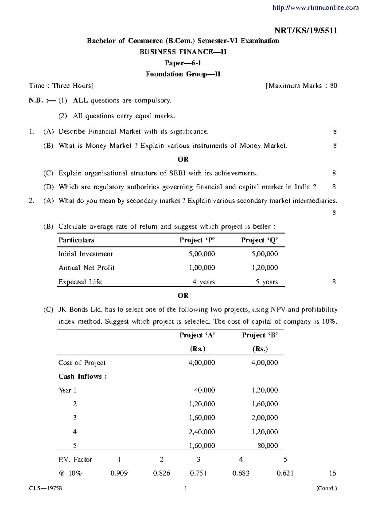 Bcom 6 sem business finance 2 foundation group 2 5511 summer 2019 - NRT ...