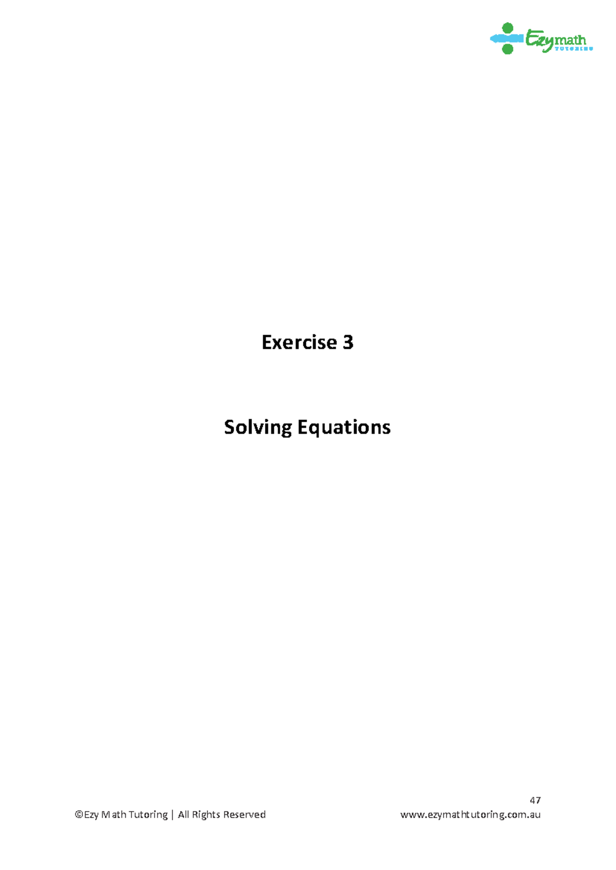 Year 9 Maths - Algebraic Expressions - Solving Equations - Questions ...