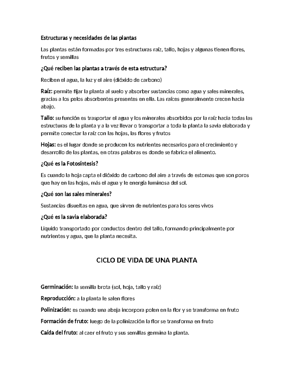 Estructuras y necesidades de las plantas - Las raíces generalmente ...