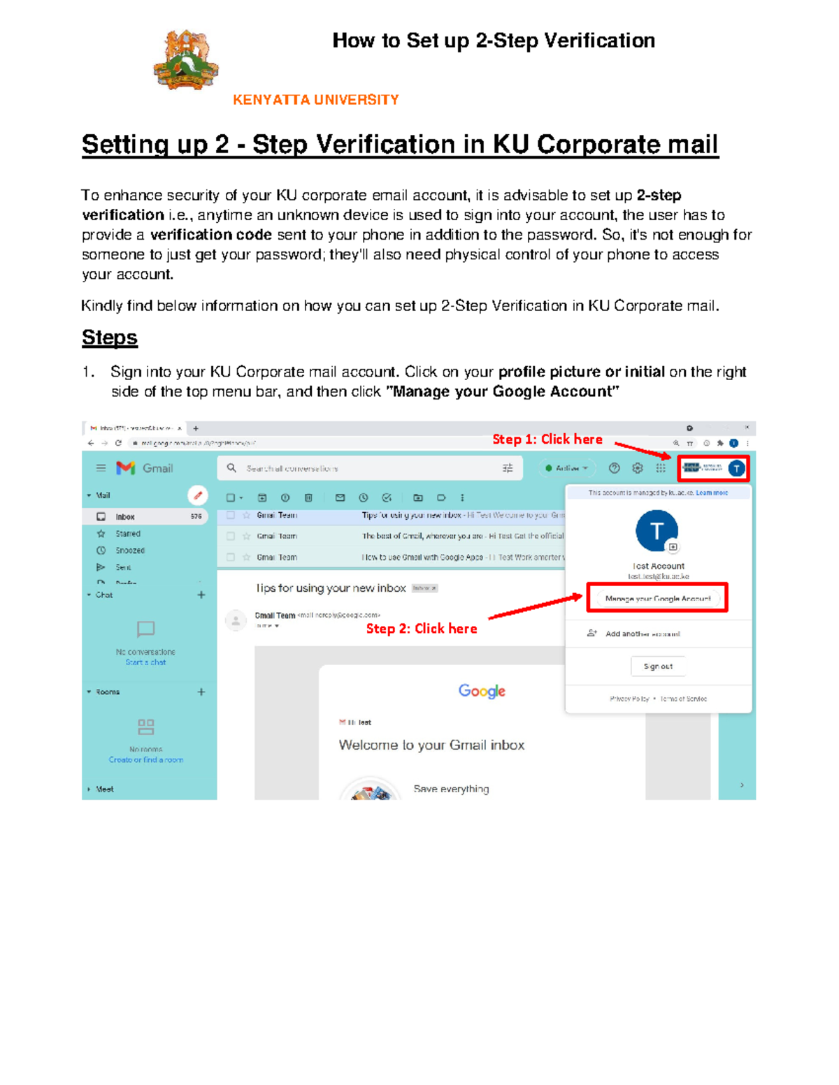 How to Set up 2 Step Verification - KENYATTA UNIVERSITY Setting up 2 ...
