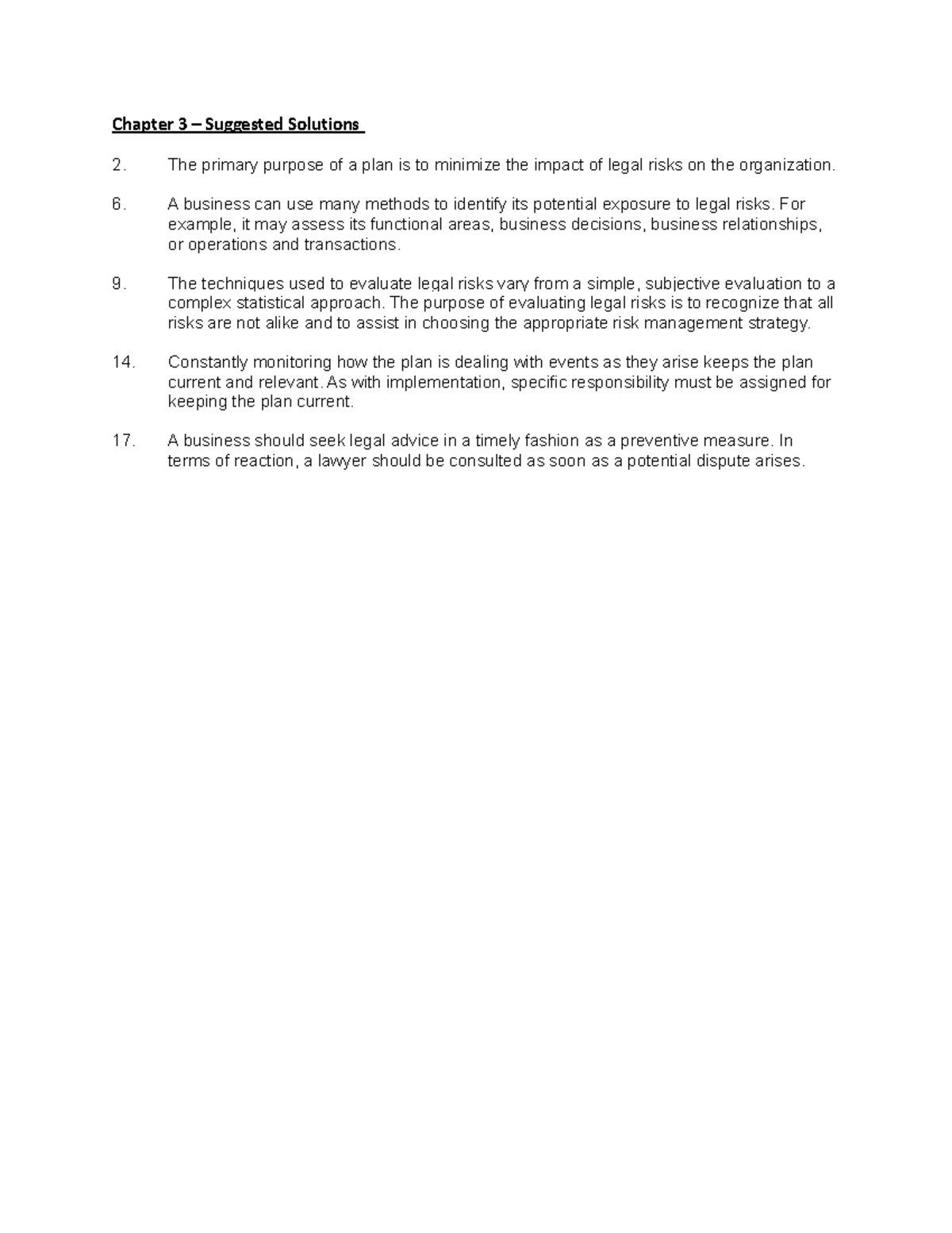 Chapter 3 - Suggested Solutions - Chapter 3 – Suggested Solutions The ...