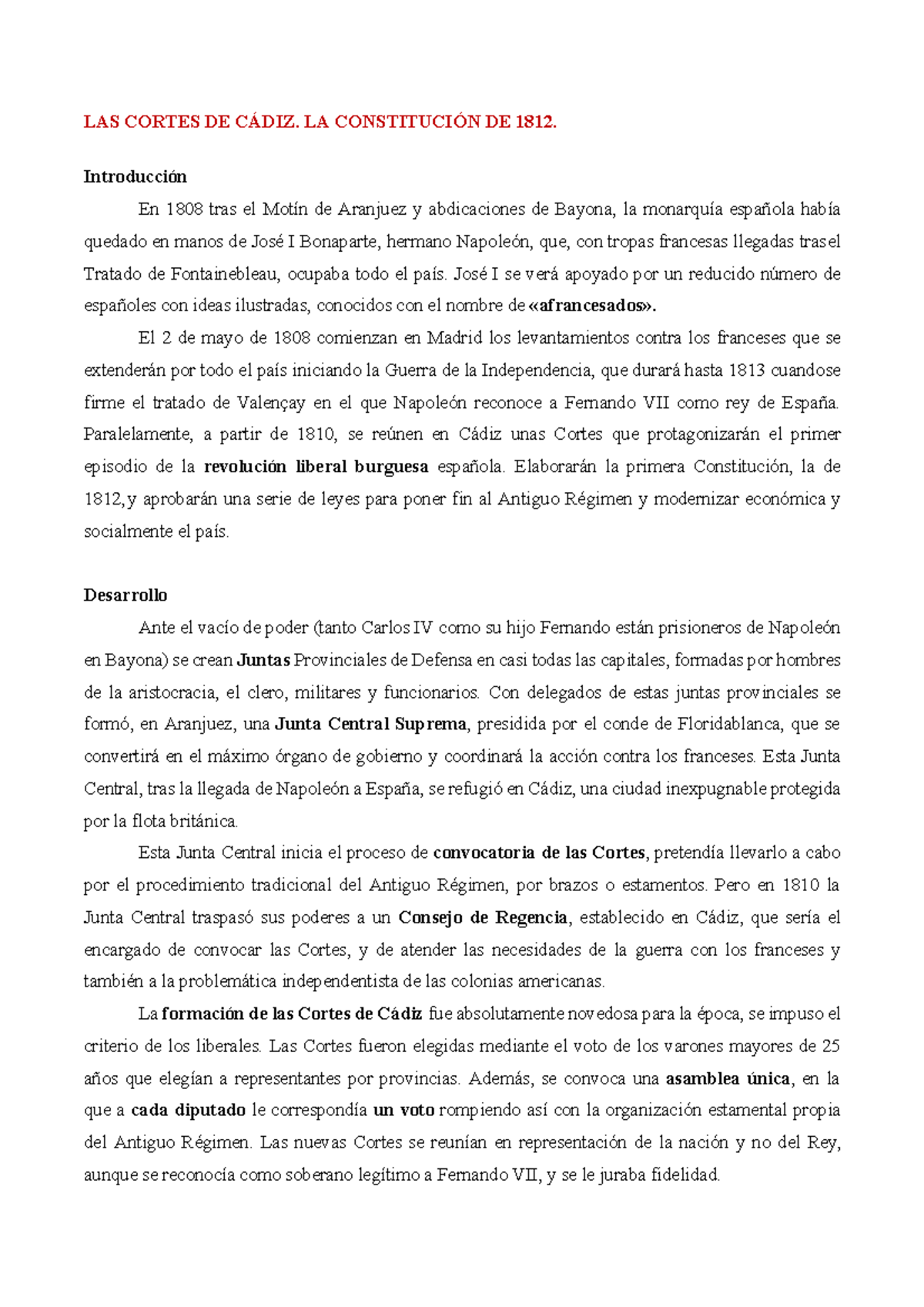 Las Cortes de Cádiz - La Constitución de 1812 - LAS CORTES DE CÁDIZ. LA ...