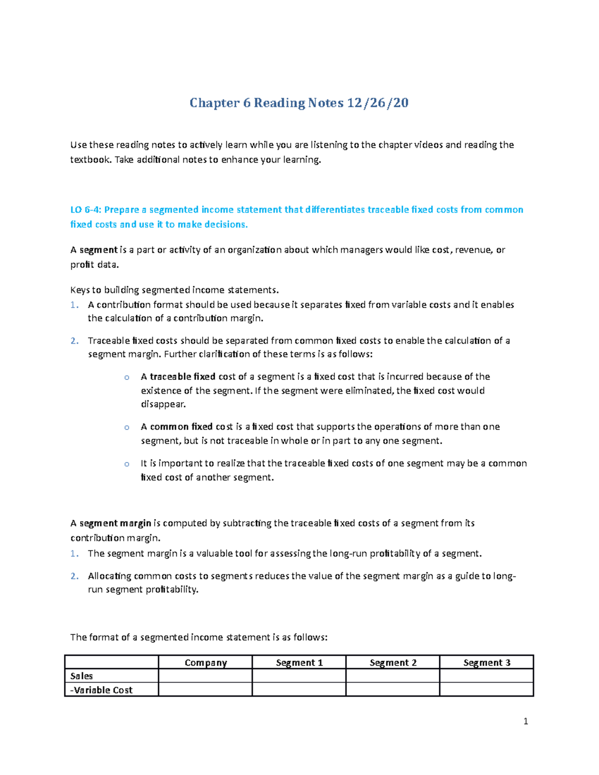 Chapter 6 Reading Notes - Chapter 6 Reading Notes 12/26/ Use these ...