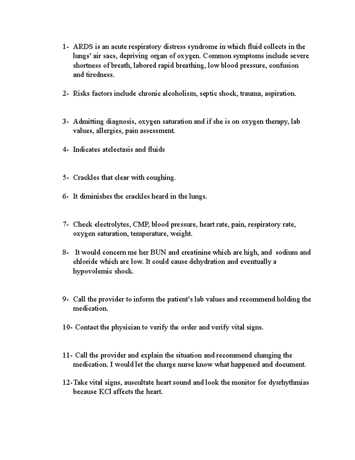 Case Study 1 - ... - 1- ARDS is an acute respiratory distress syndrome ...