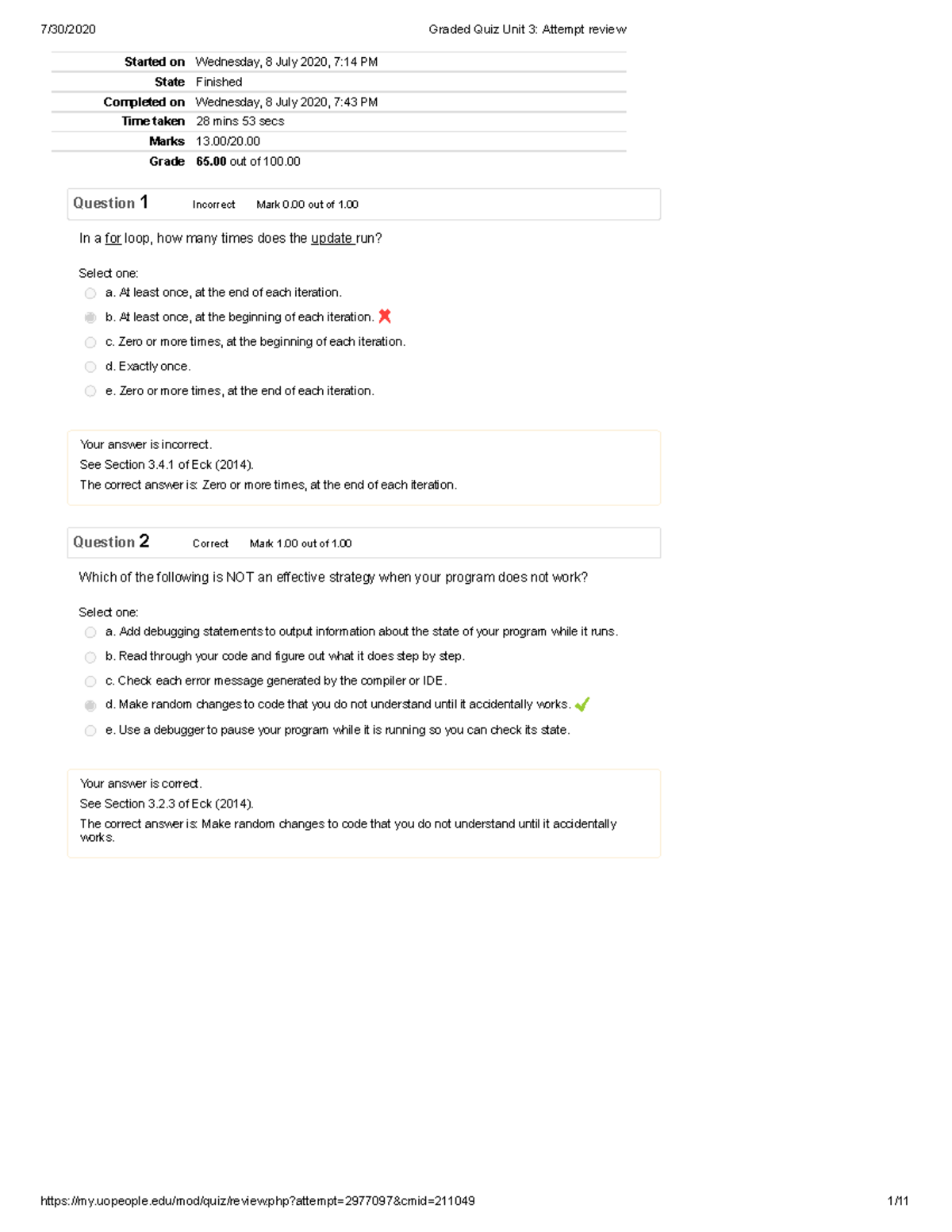 Graded Quiz Unit 3 - Started on Wednesday, 8 July 2020, 7:14 PM State ...