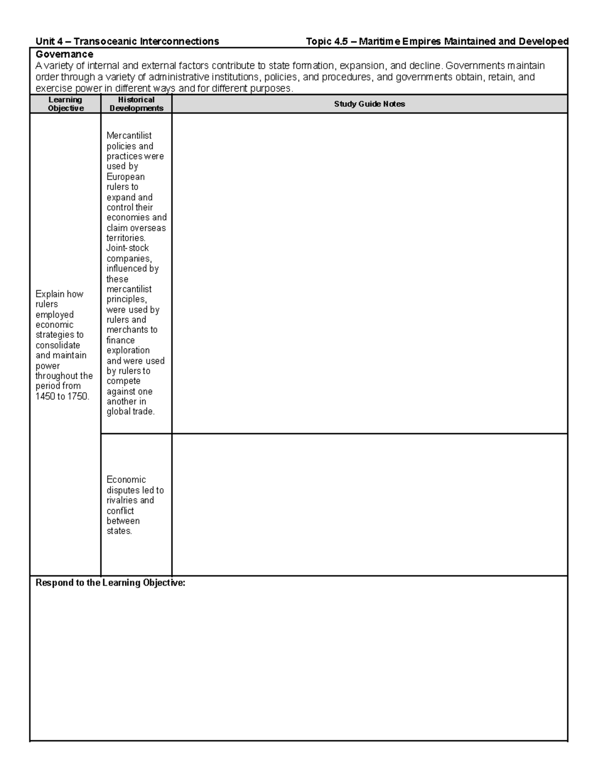 Whap - college board notes - Unit 4 – Transoceanic Interconnections ...