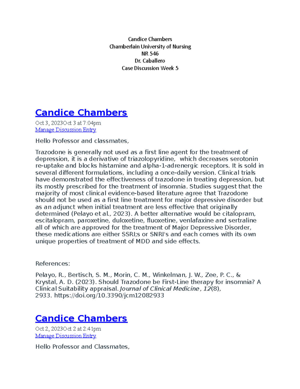 Case Study Week 5 Compliation - Candice Chambers Chamberlain University ...