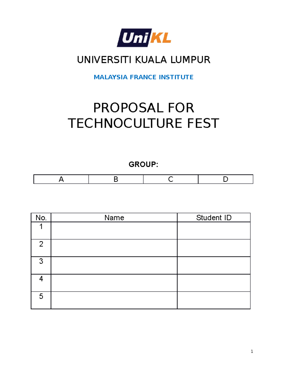 4. Proposal Template - UNIVERSITI KUALA LUMPUR MALAYSIA FRANCE ...