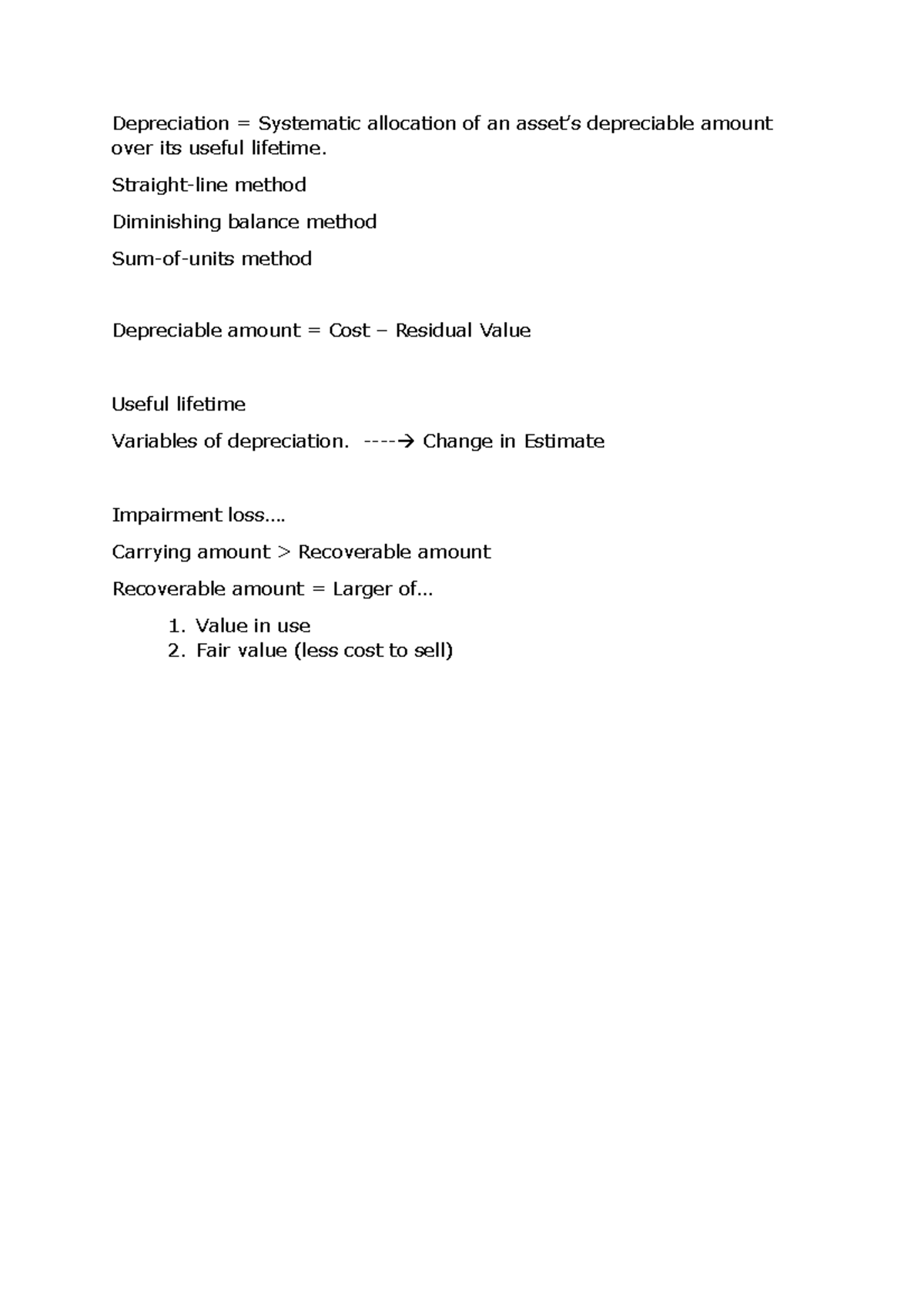 PPE practical test - Depreciation = Systematic allocation of an asset’s ...
