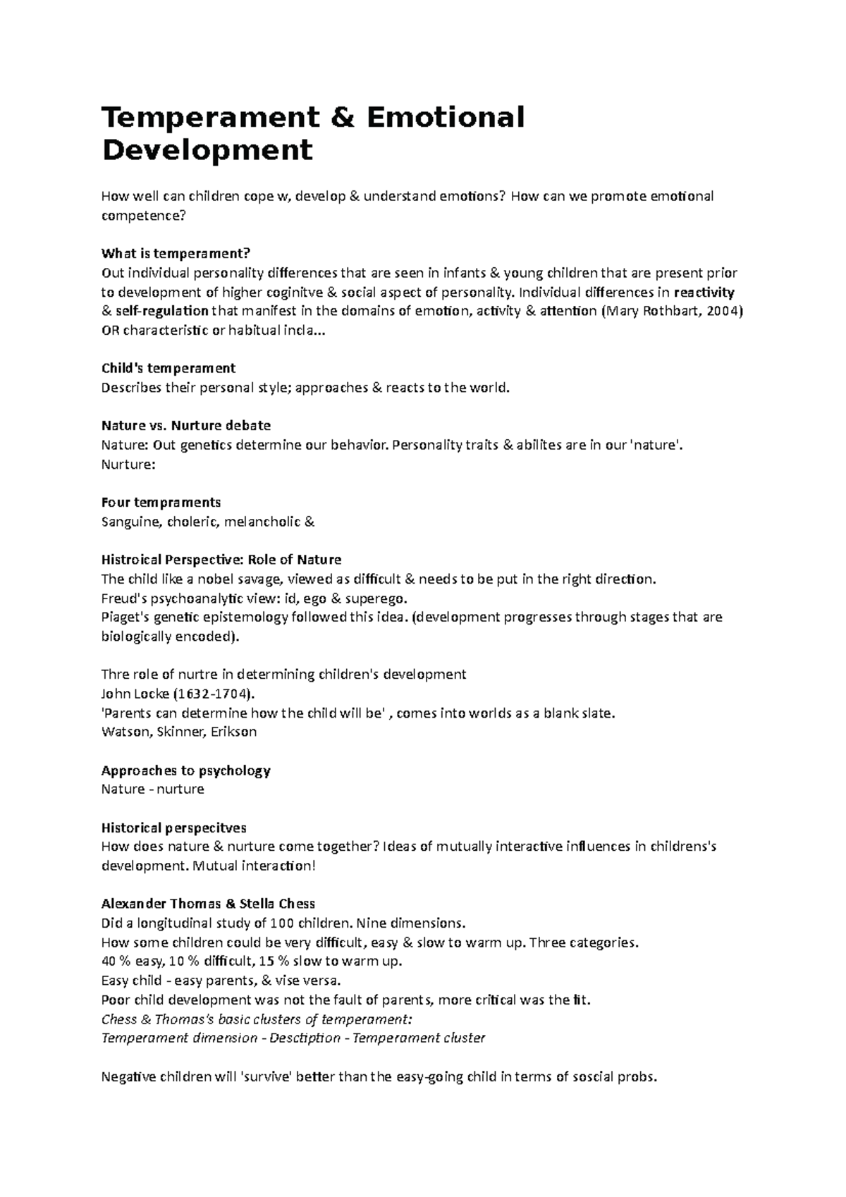 Temperament & Emotional Development - Temperament & Emotional ...