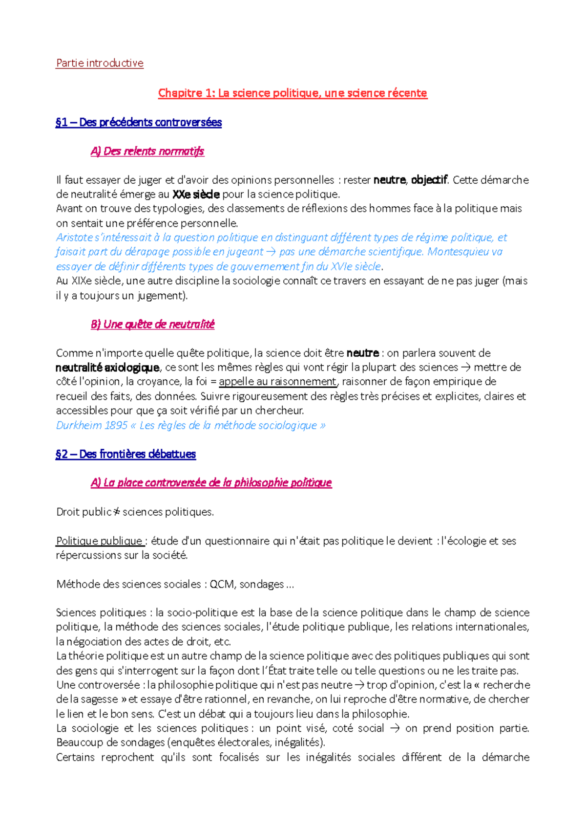 Analyse Politique L1 AES CM COURS 2020 - Partie introductive Chapitre 1 ...