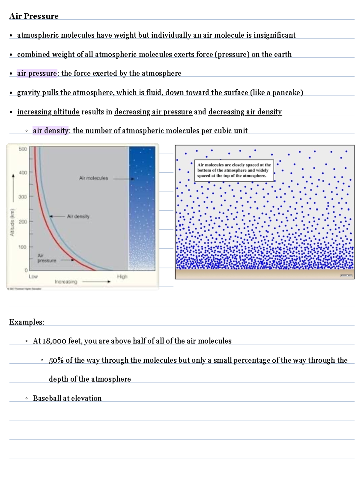 Section 2 - Module 6 Notes - Air Pressure atmospheric molecules have ...