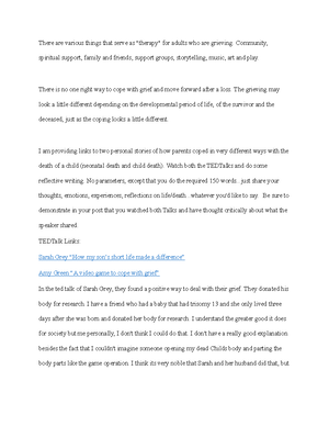 Psy 230 ch 9 notes - Bereavement, grief, and mourning Knowing the ...