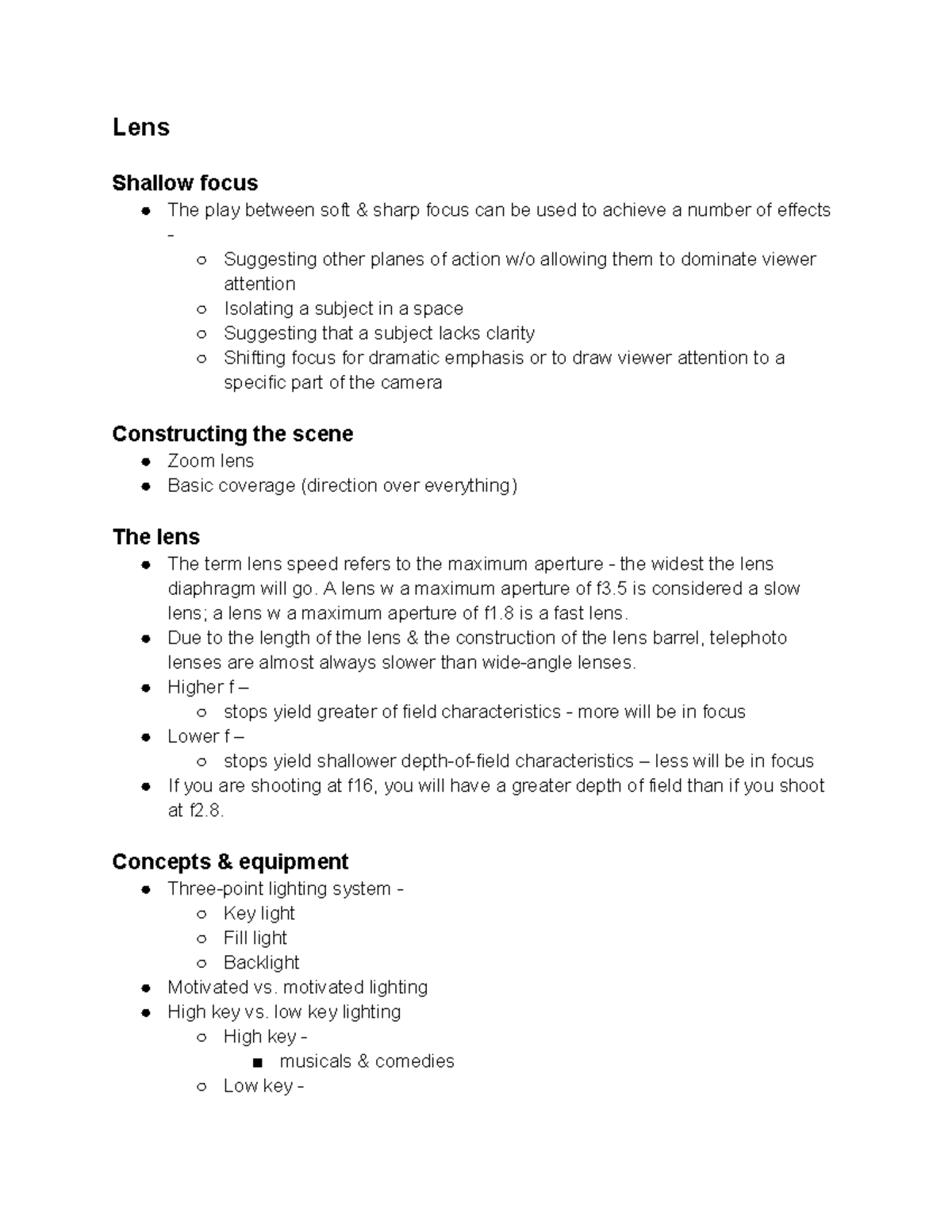 2/28 lens notes - Lens Shallow focus The play between soft & sharp ...