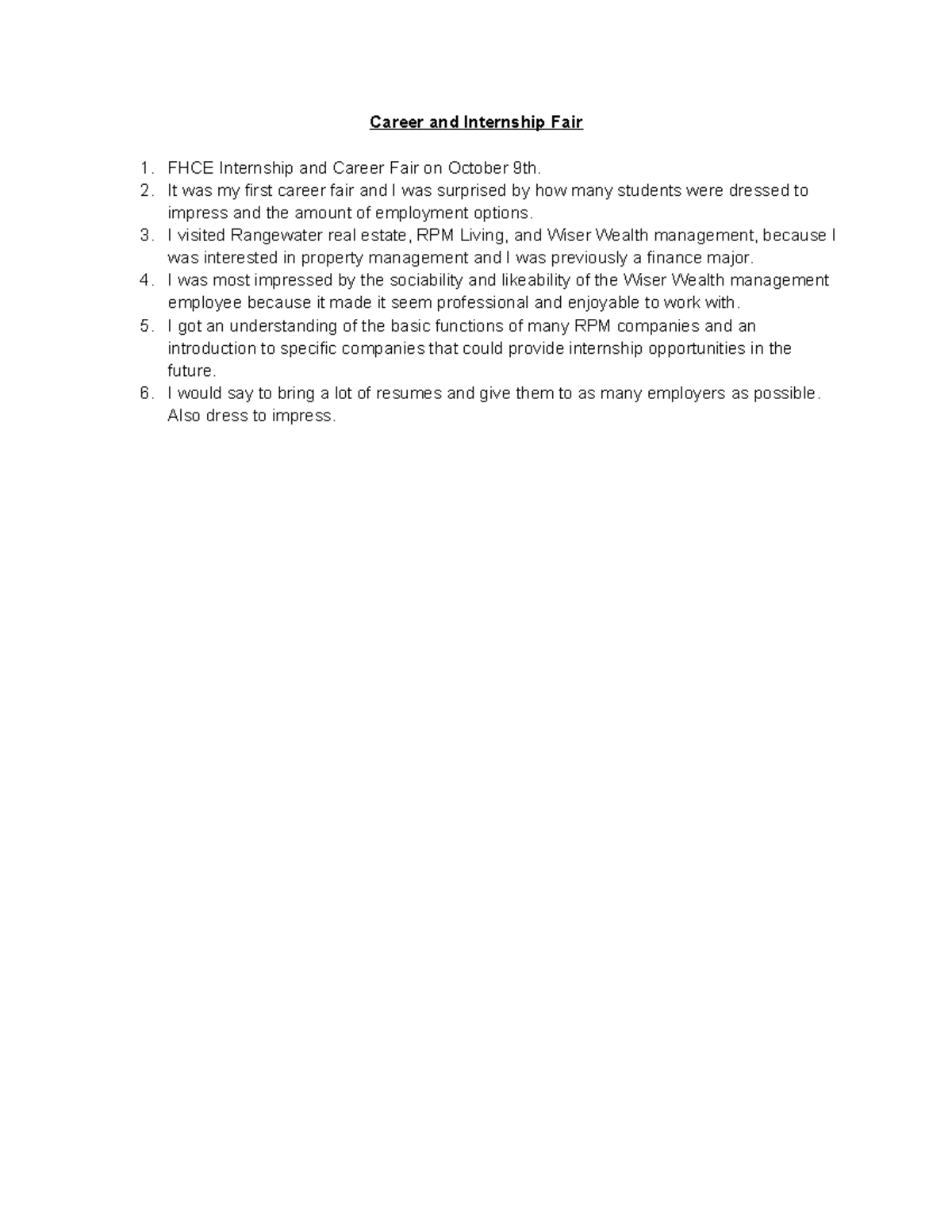 Career and Internship Fair - Career and Internship Fair FHCE Internship ...