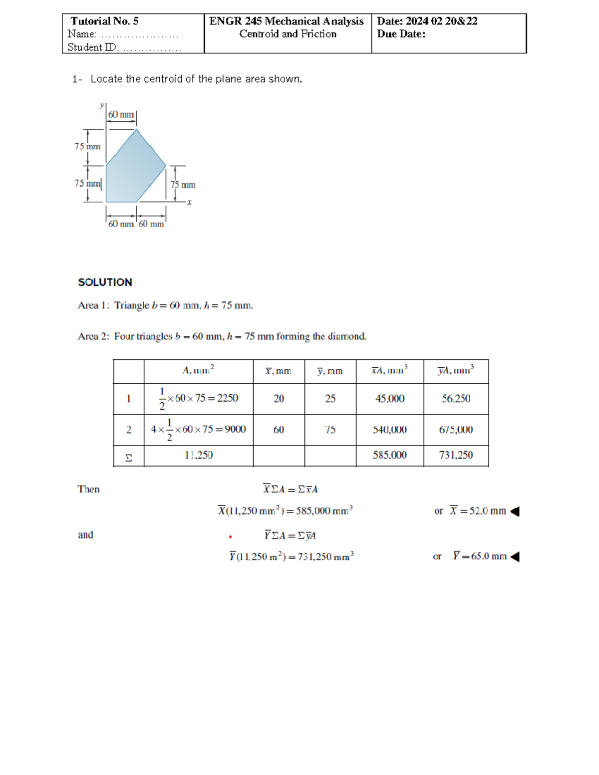 Tutorial 5-Solution - Name: ..................... Student ID ...