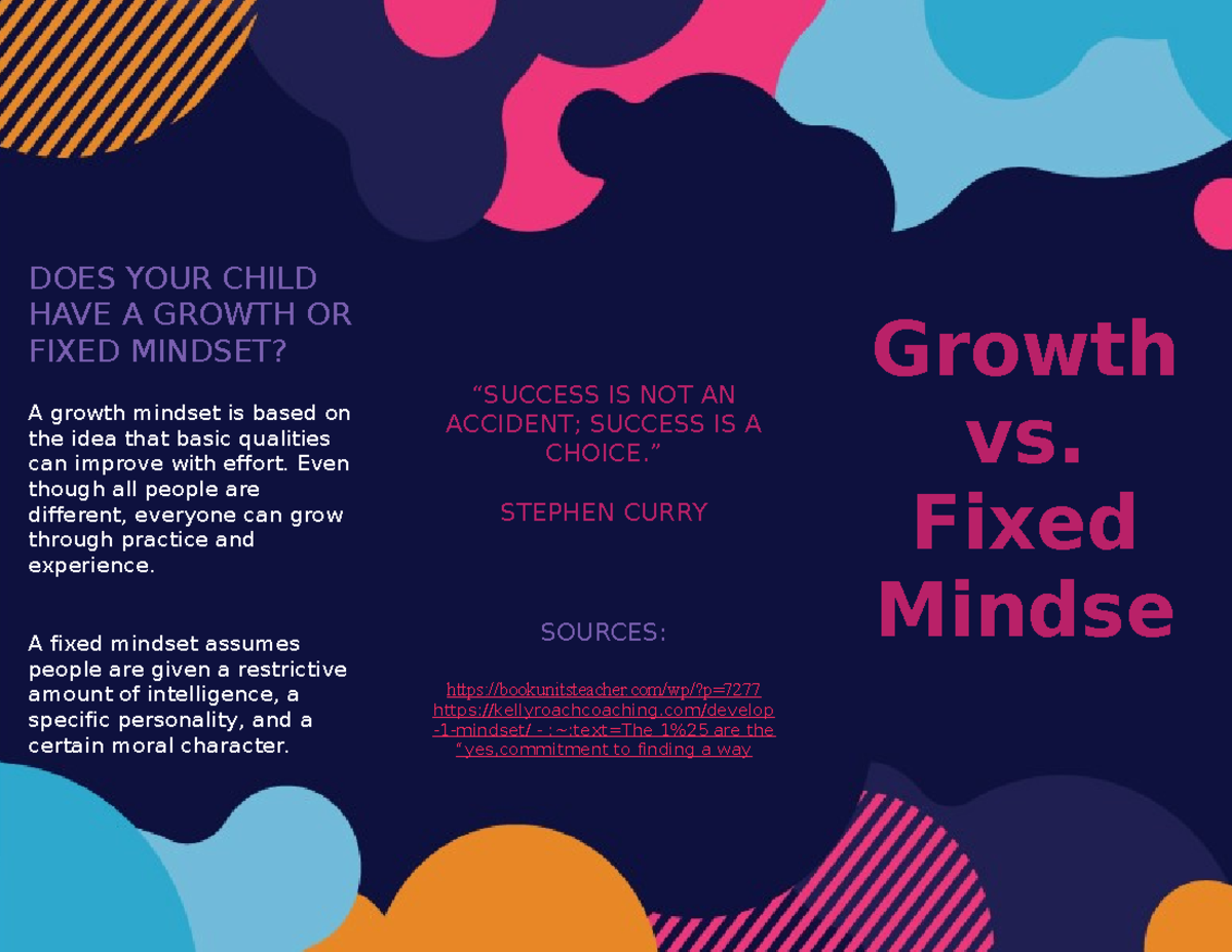 Growth vs. FIxed Mindset Brochure - DOES YOUR CHILD HAVE A GROWTH OR ...