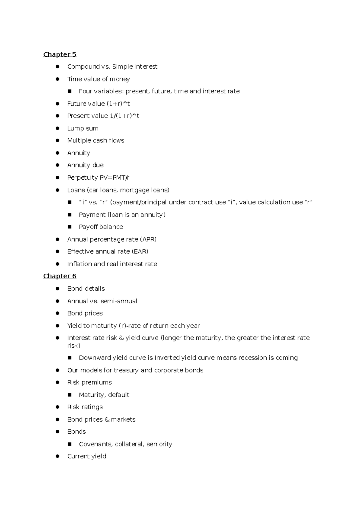 F370 First Half Review - Chapter 5 Compound vs. Simple interest Time ...
