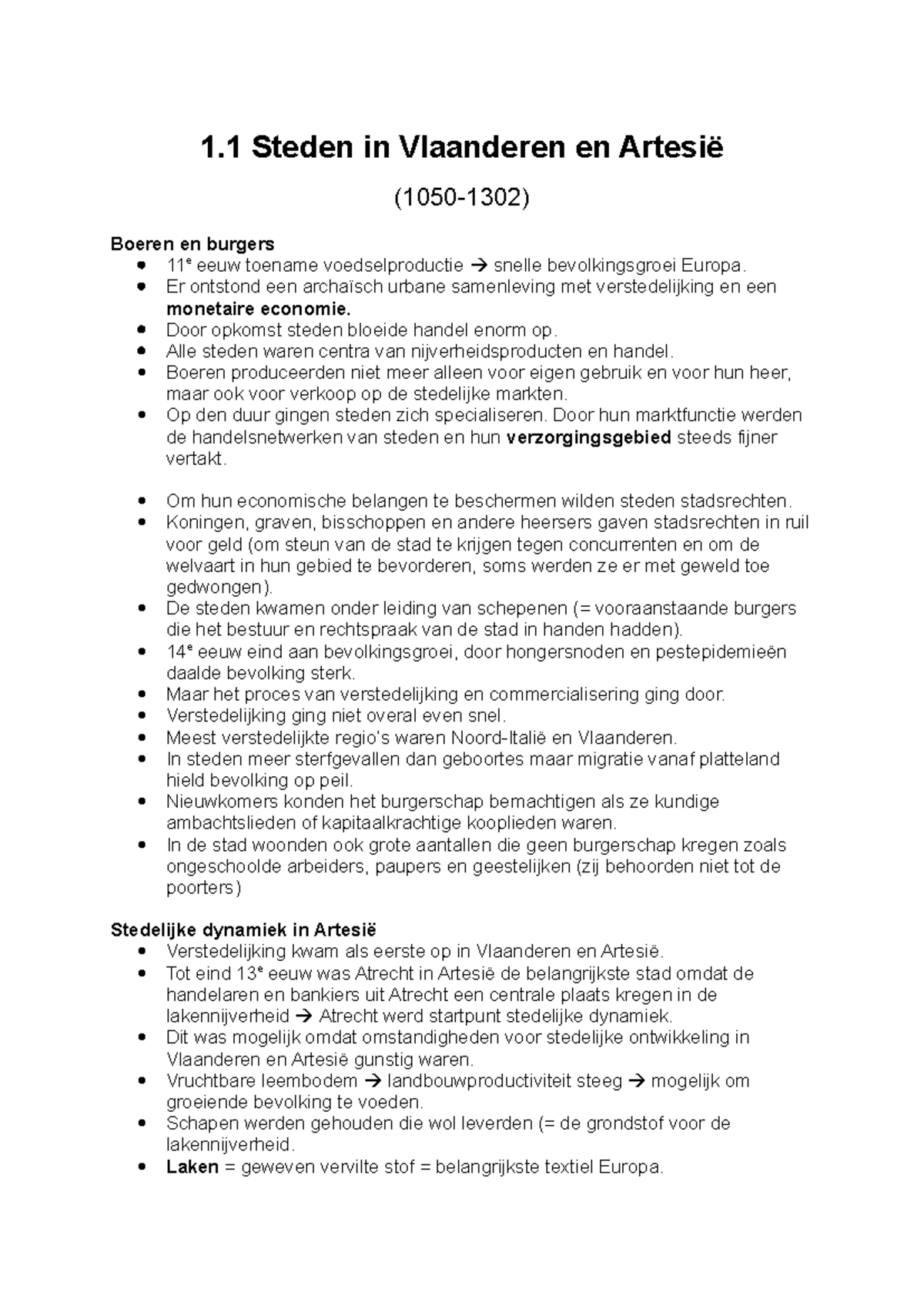 GS Katern deel 1 samenvatting - 1 Steden in Vlaanderen en Artesië (1050 ...