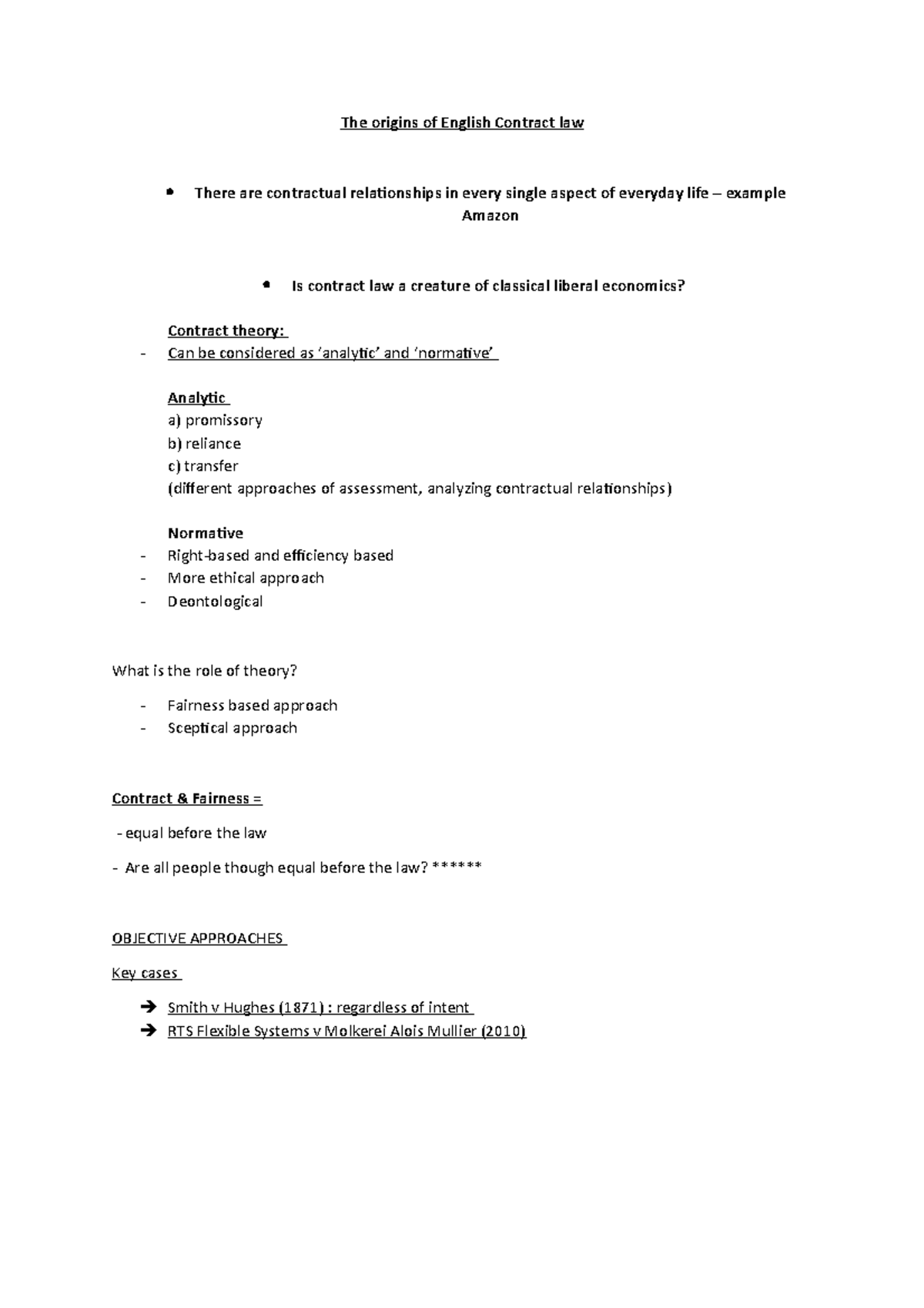 The origins of English Contract law - Studocu