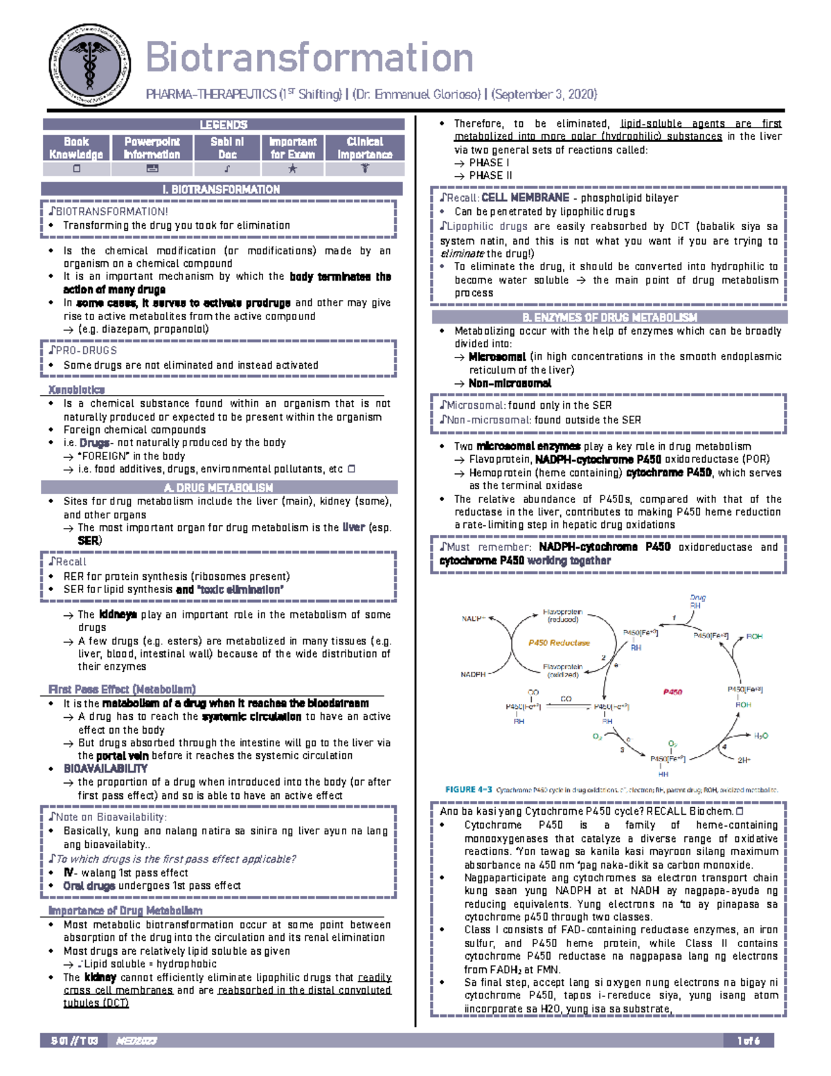 Pharma: Biotransformation - S 01 // T 03 MED 2023 1 of 6 LEGENDS Book ...