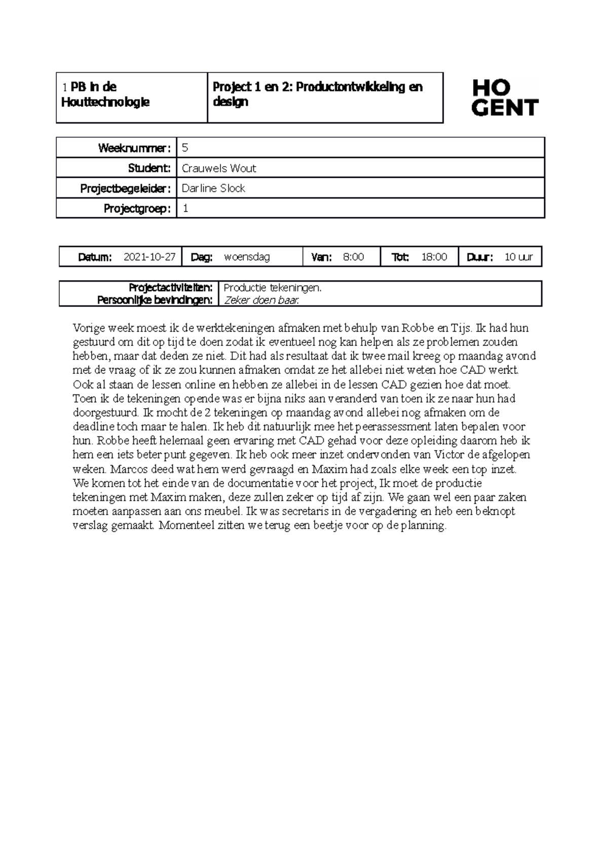 Logboek week 5 Crauwels Wout project 1.1 2021 - 1 PB in de ...