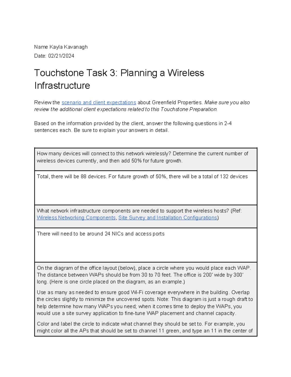 Touchstone Task 3 Planning a Wireless Infrastructure Questions - Name ...