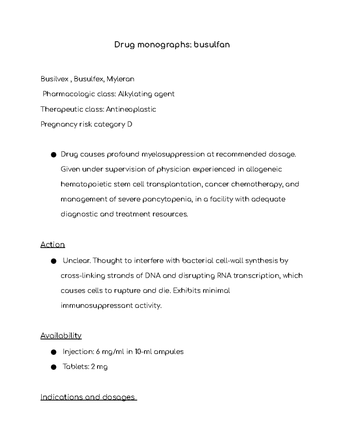 Drug monographs busulfan - Drug monographs: busulfan Busilvex ...