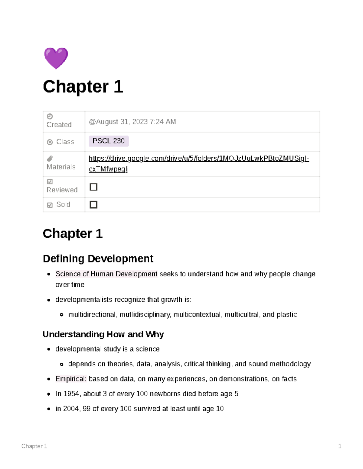 Chapter 1 Child Psych - Chapter 1 Created Class PSCL 230 Materials ...