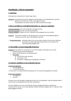 Eco notities hoofstuk 13 - 1. Inleiding Geldeconomie versus ...