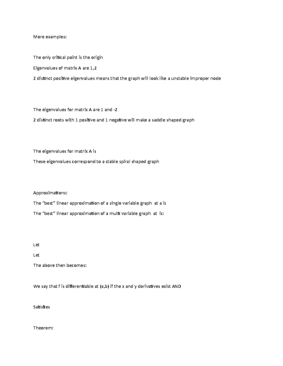 Linearization and Background theory - More examples: The only critical ...