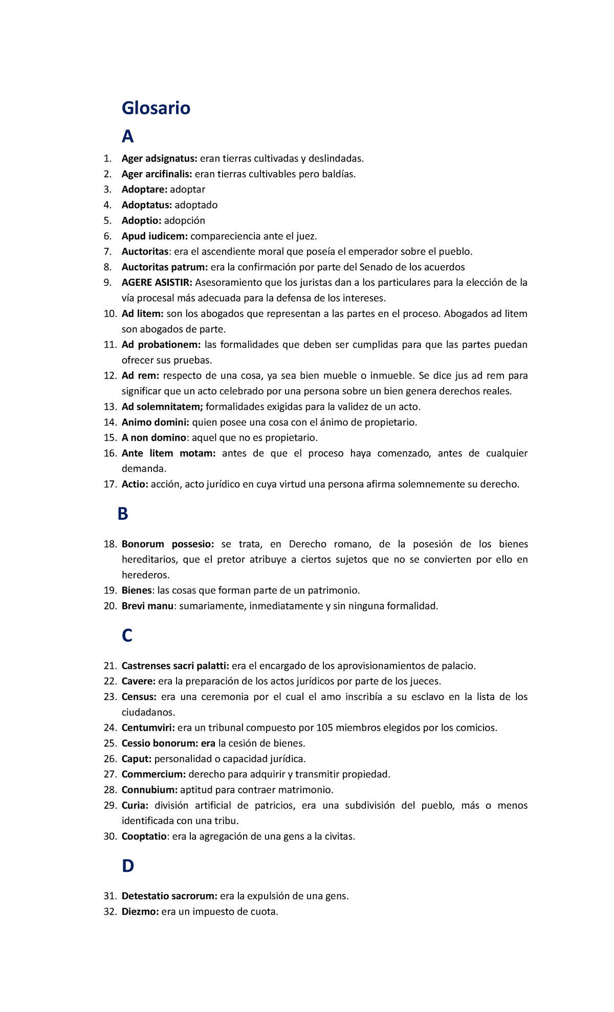 Glosario Romano - Glosario A Ager adsignatus: eran tierras cultivadas y ...