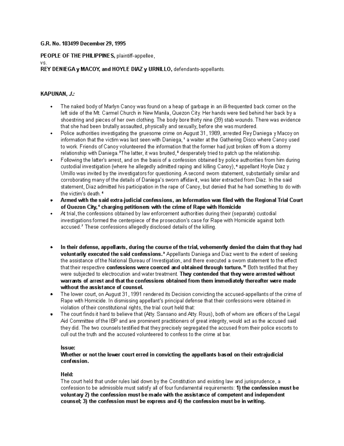 342043263 Right of Suspects 19 20 - G. No. 103499 December 29, 1995 ...