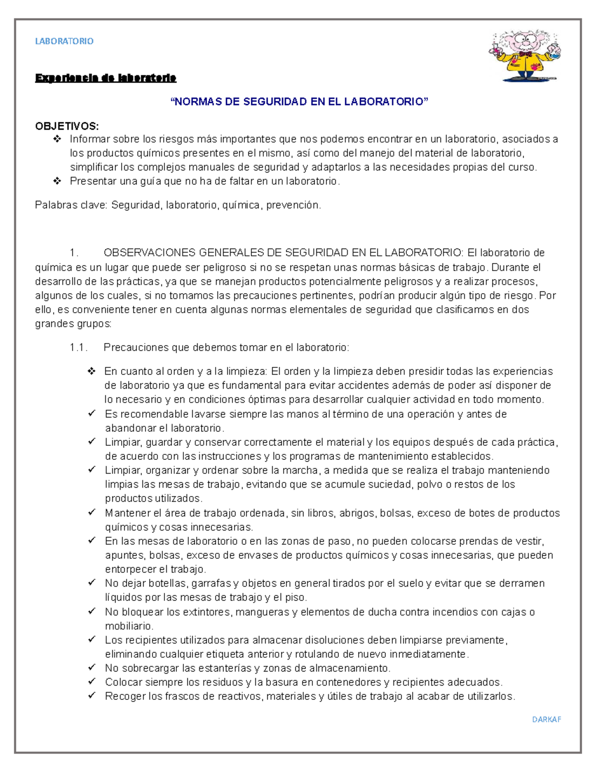 Normas de seguridad en el laboratorio universidad julio 2022 ...