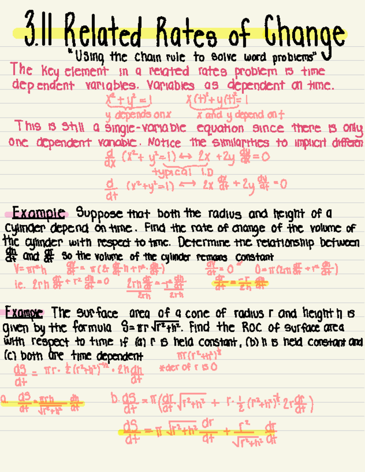 Ch 3.11- Related Rates of Change - 3. Related Rates of " Change Using ...