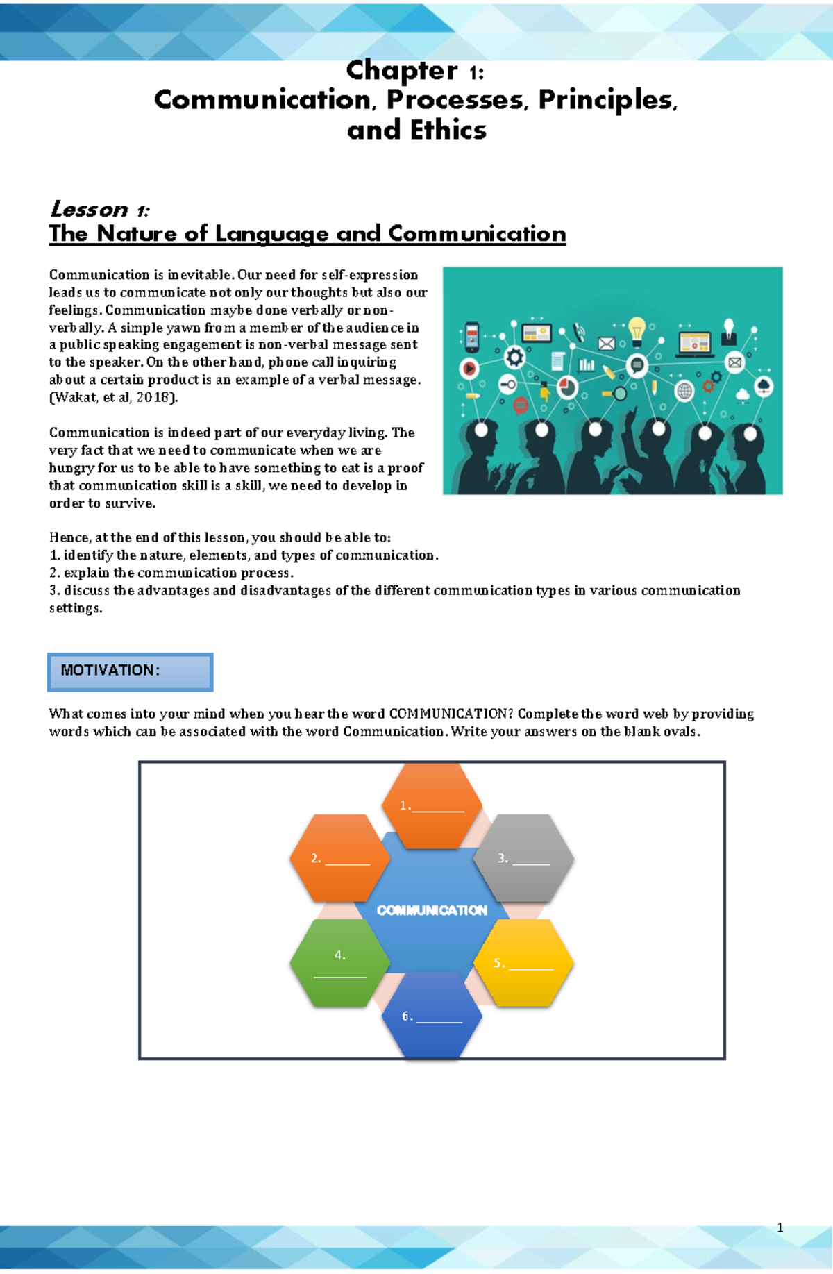 GEC 5 Chapter 1 Lesson 1 second sem - COMMUNICATION 1._______ 3. _____ 5. ______ 6. ______ 4 ...