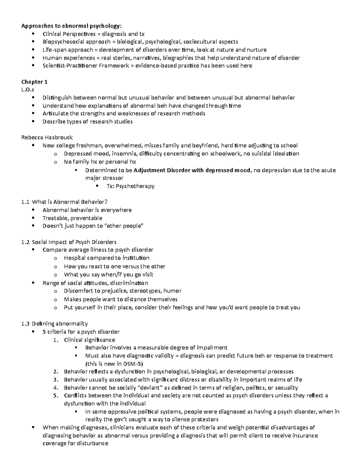 Abnormal Psych Part 1 - Approaches to abnormal psychology: Clinical ...