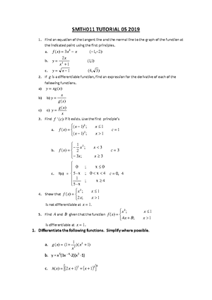 SMTH011 Main Exam - Question papers - SMTH011 - Studocu